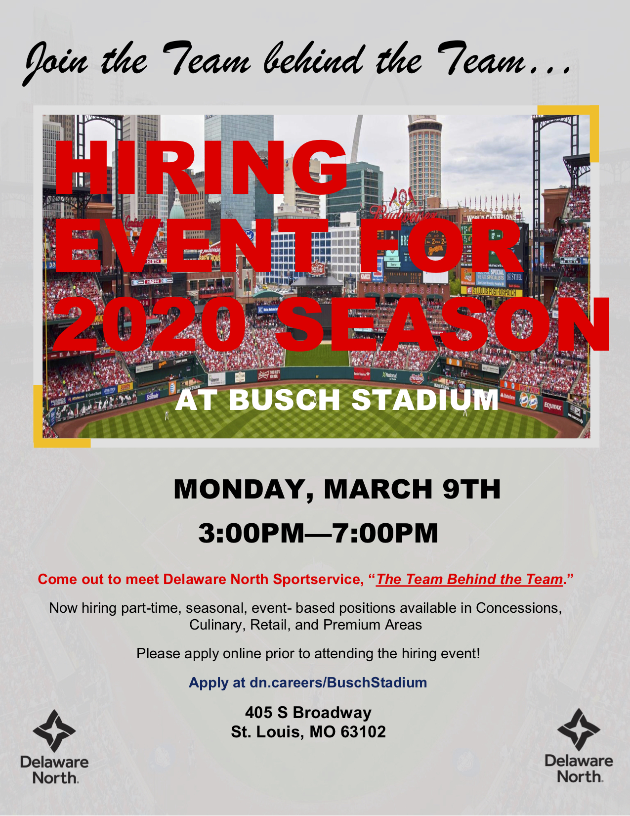 HIRING EVENT – BUSCH STADIUM – West Pine Laclede Neighborhood Association